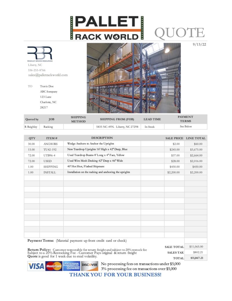Used Warehouse Pallet Racking